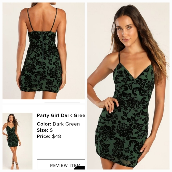 Lulus | Dresses | Small Hunter Green And Black Velvet Mini Dress | Poshmark